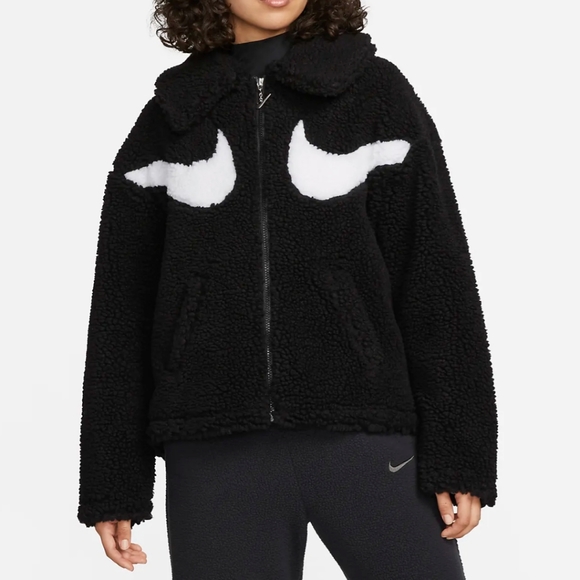 Nike | Jackets & Coats | Nike Double Swoosh Fleece Teddy Jacket | Poshmark
